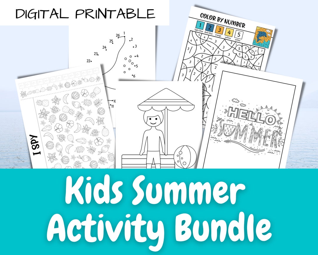 Kids Summer Activity Bundle | Digital Printables for Coloring, Connect ...