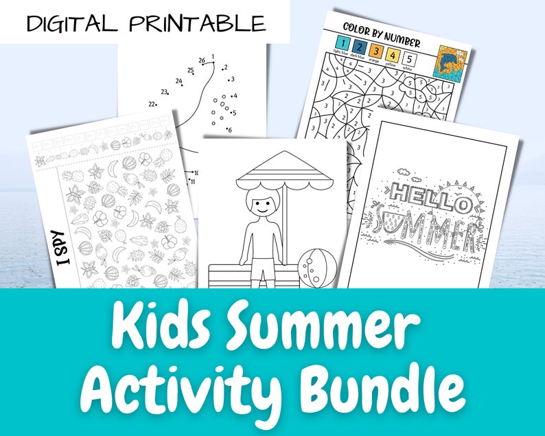 Kids Summer Activity Bundle | Digital Printables for Coloring, Connect ...