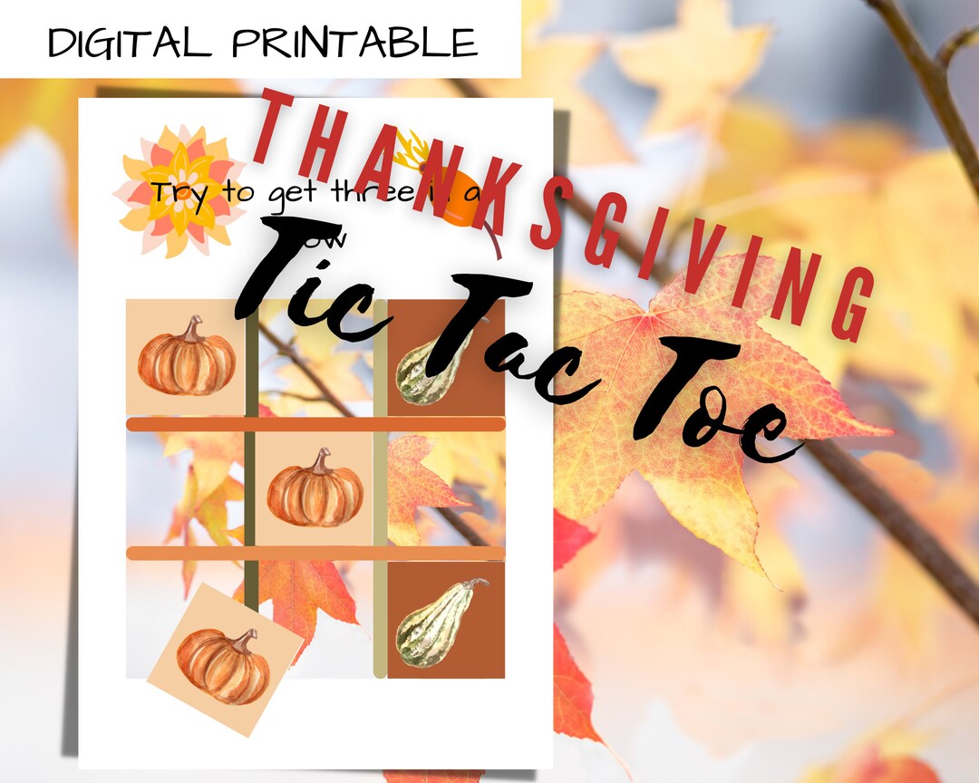 Thanksgiving Tic Tac Toe Game | Printable Kids Coloring Activity ...