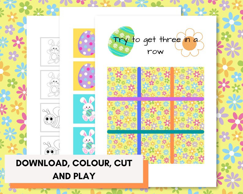 Easter Tic Tac Toe Games | Easter Printable Games for Kids | Colouring ...