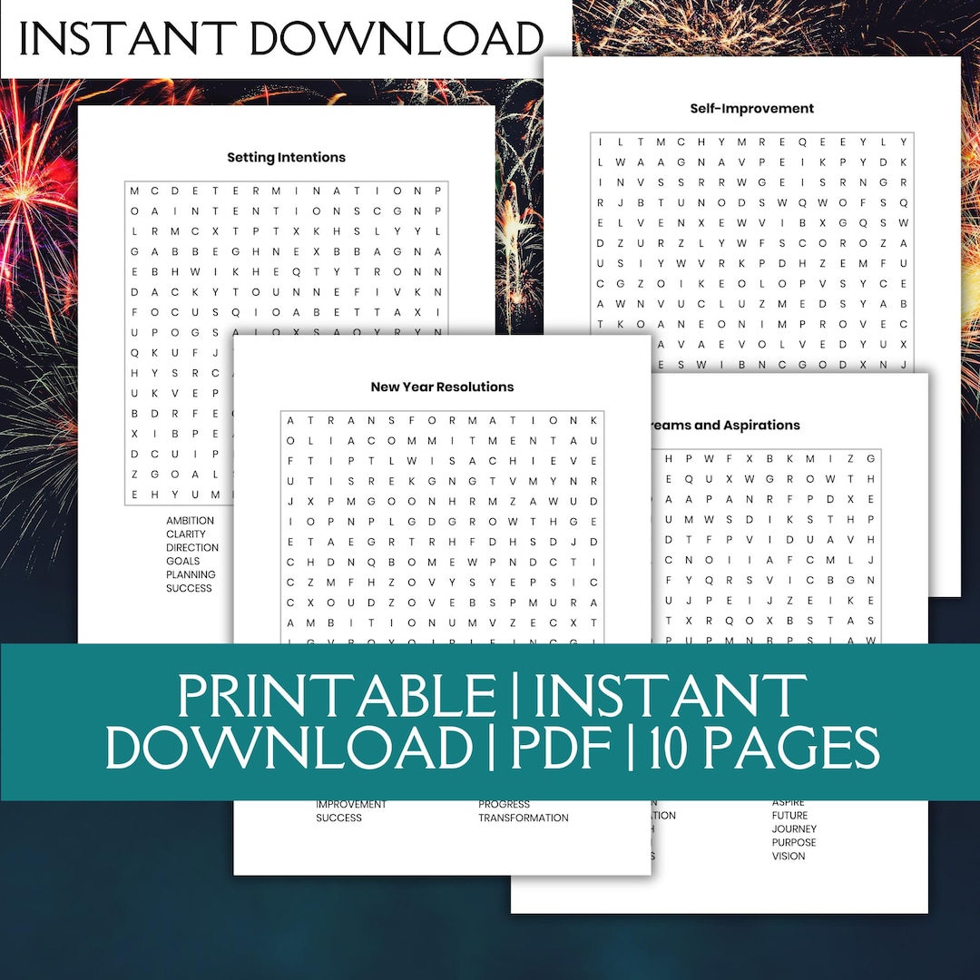 Printable New Year Goal-setting Word Search Puzzles Motivational PDF ...