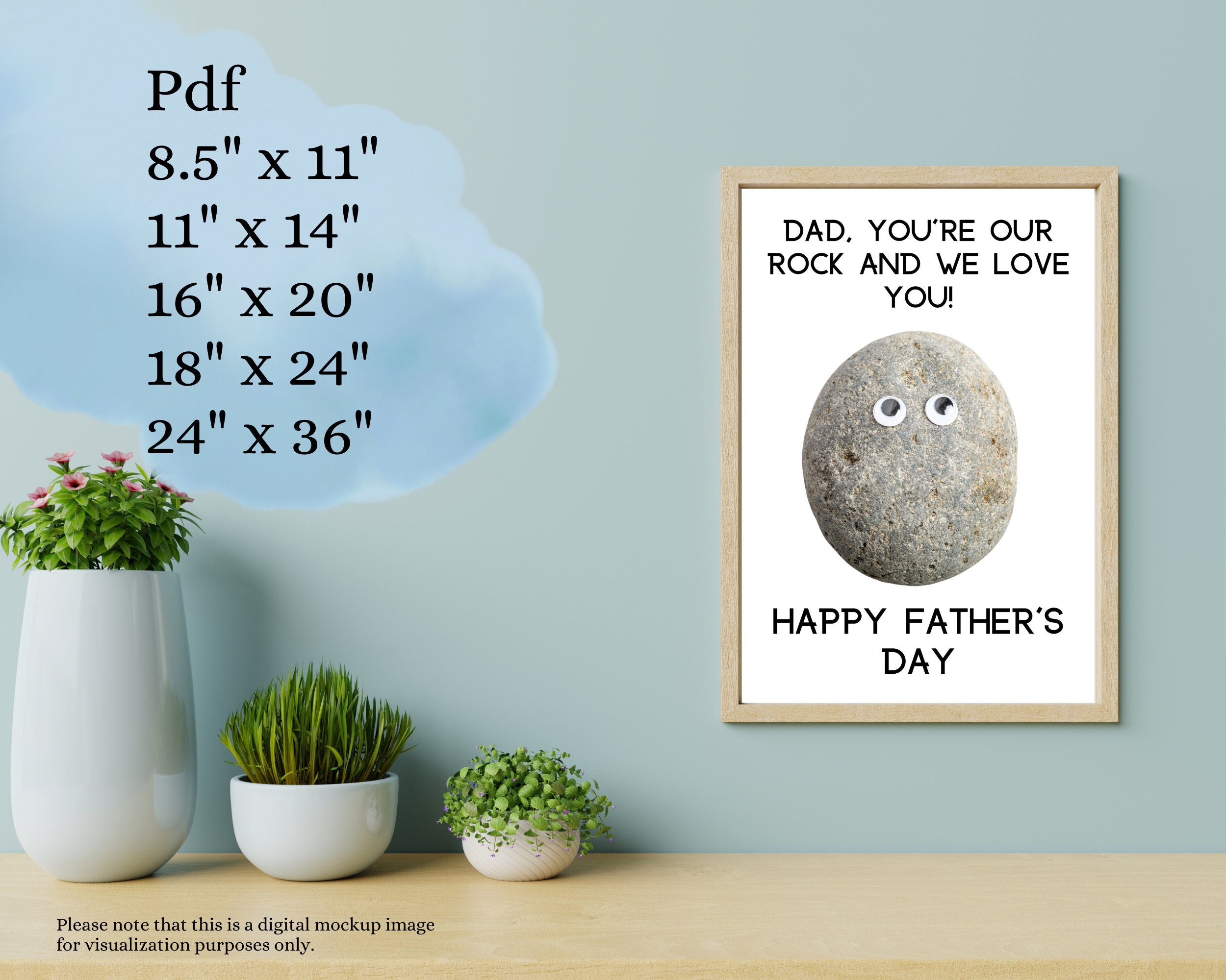 Dad, You're Our Rock Father's Day Wallart Digital Download Father's Day ...