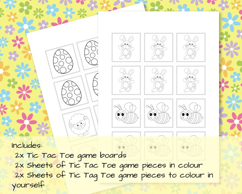 Easter Tic Tac Toe Games | Easter Printable Games for Kids | Colouring ...