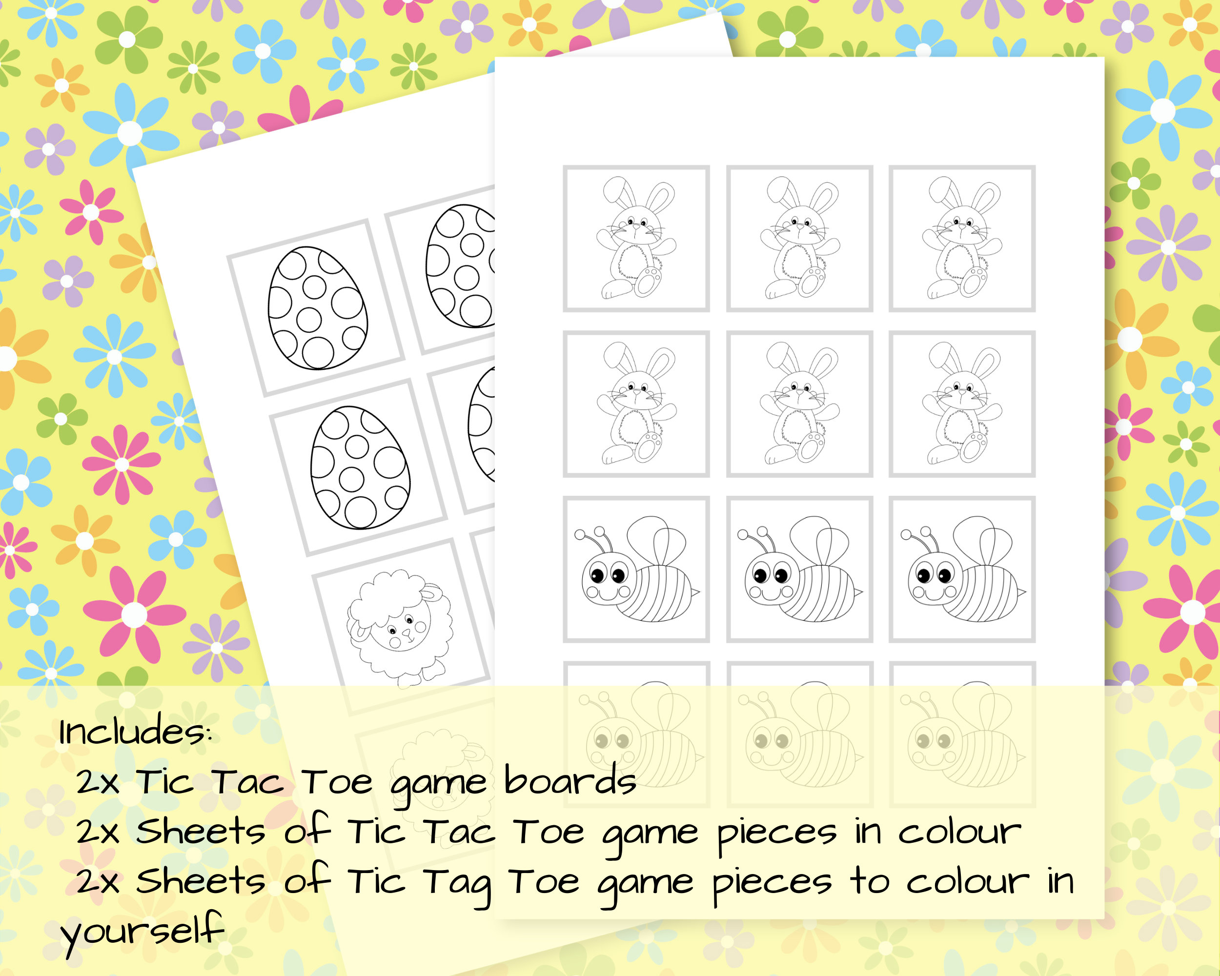 Easter Tic Tac Toe Games | Easter Printable Games for Kids | Colouring ...