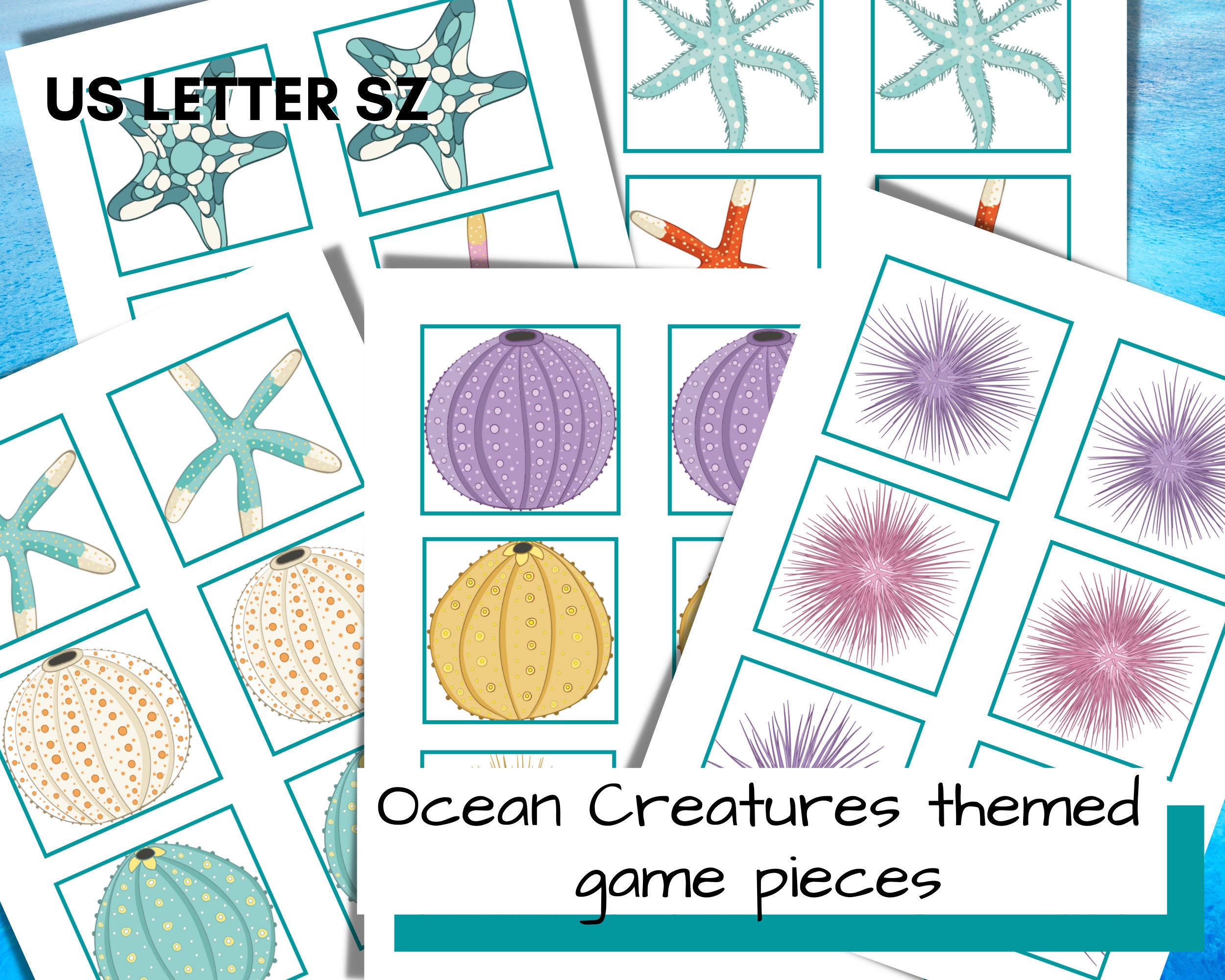 Printable Summer Ocean Creatures Memory Game | Instant Digital Download ...