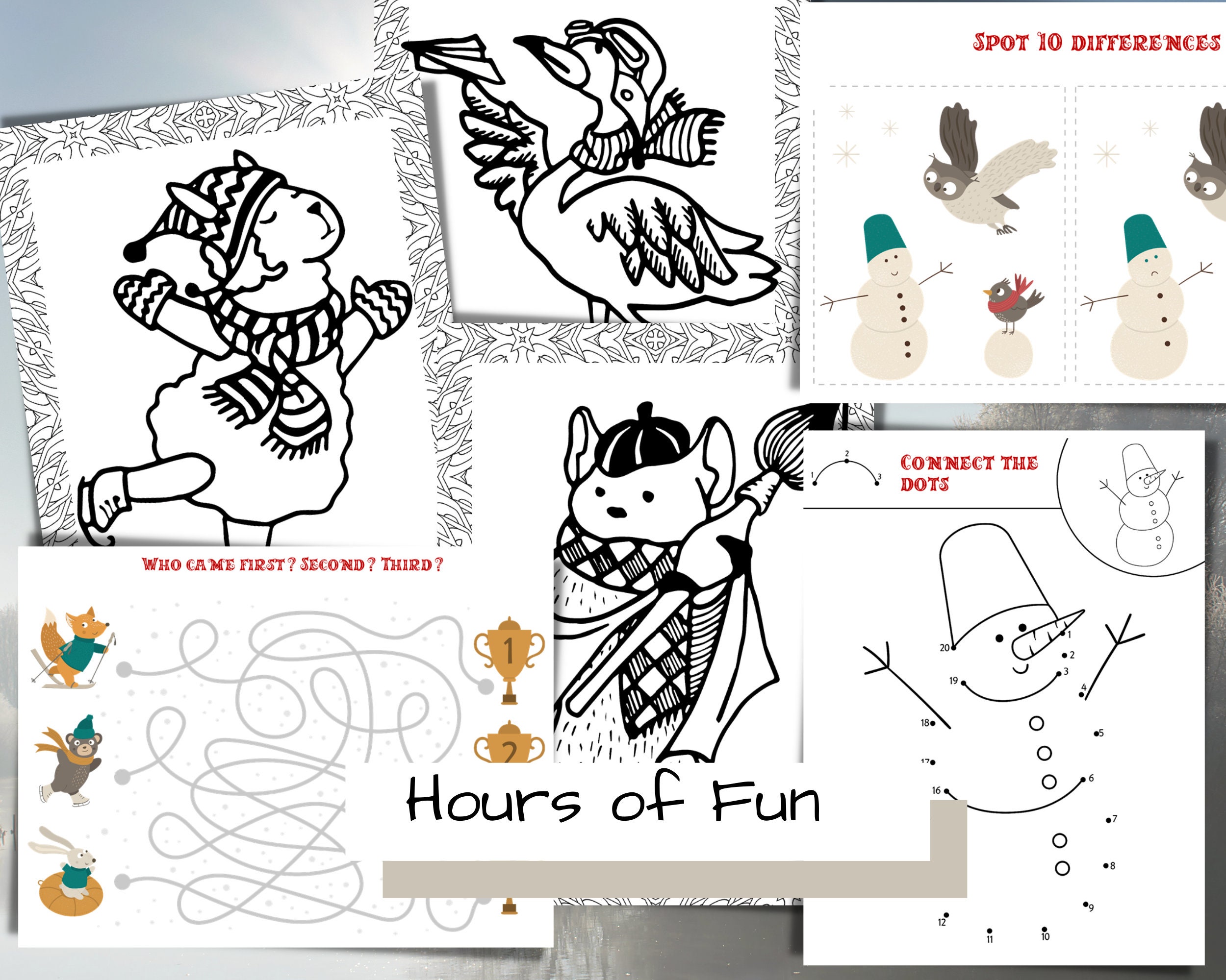 Kids Winter Activity Pages | Coloring Pages | Puzzle Sheets | Snakes ...