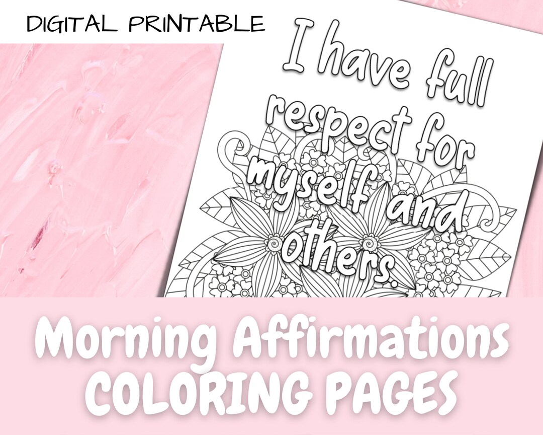 Morning Affirmations Adult Coloring Pages | Digital Printables ...