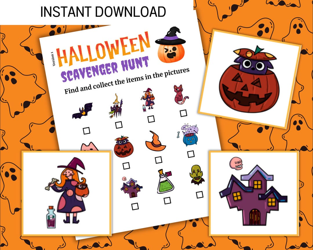 Halloween Scavenger Hunt Bundle: Kids & Classroom Activity (PDF ...