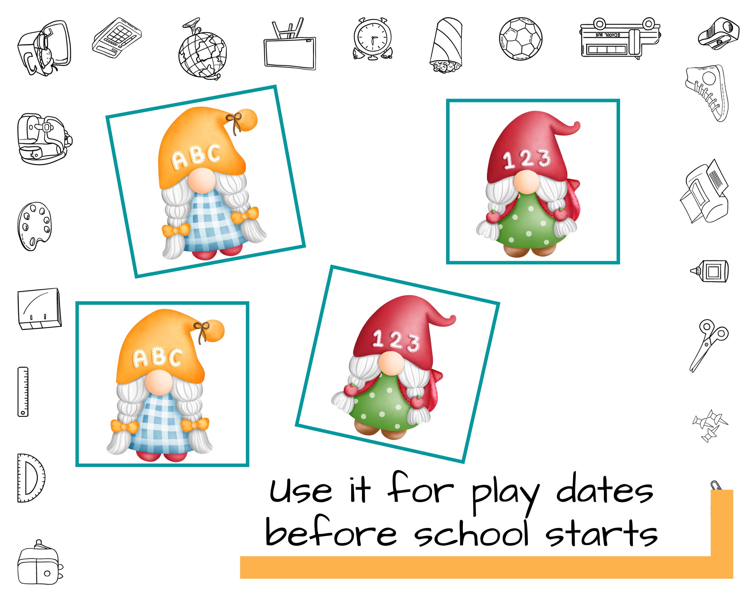 Printable Back to School Gnomes Memory Game | Instant Digital Download ...
