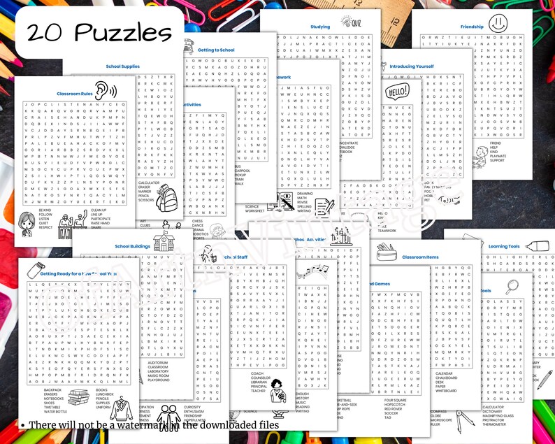 Back to School Word Search for Kids Ages 6-10 | 20 Fun Word Searches ...