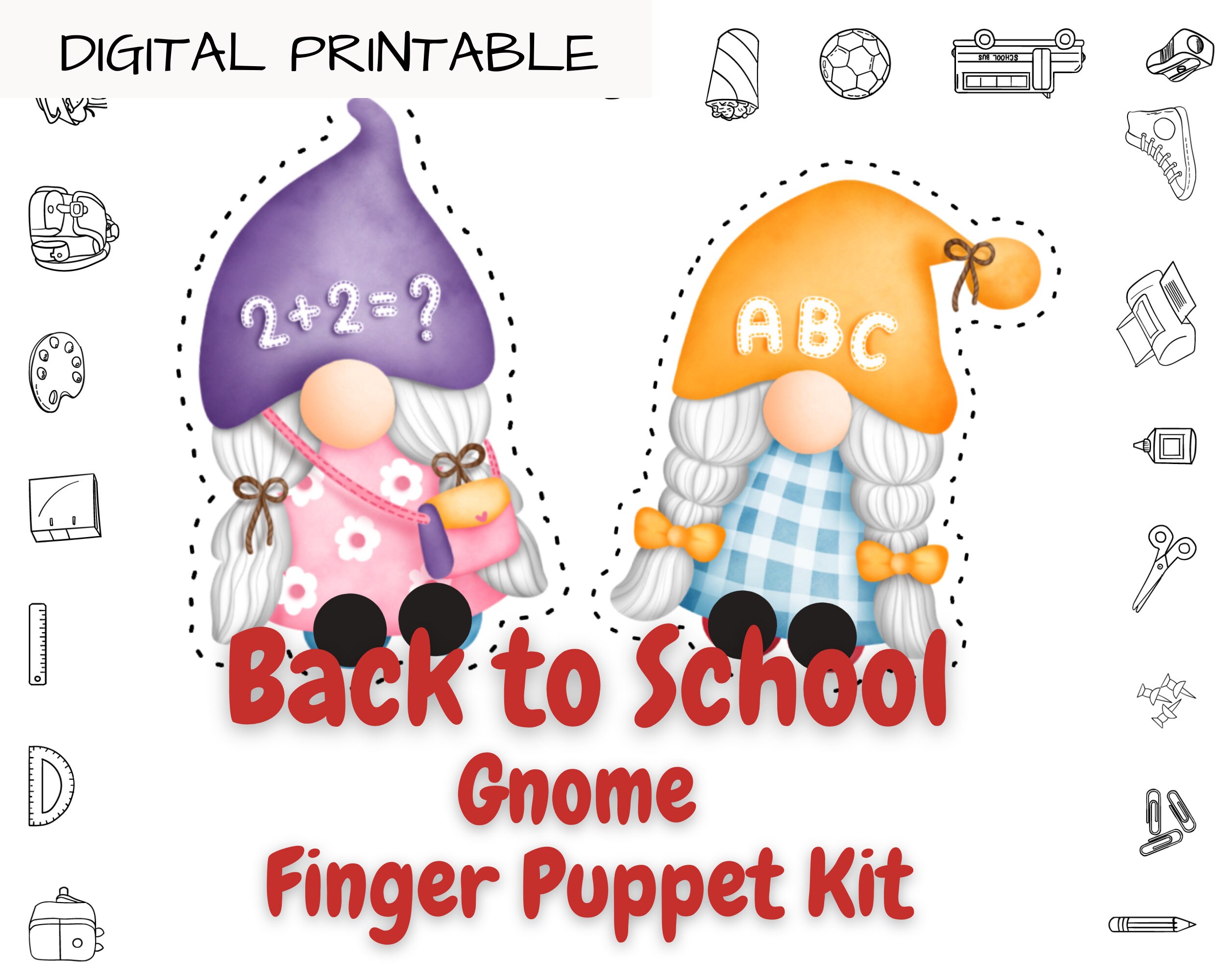 Back to School Gnome Finger Puppet Kit | DIY Finger Puppets | Instant ...