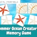 Printable Summer Ocean Creatures Memory Game Instant Digital Download ...