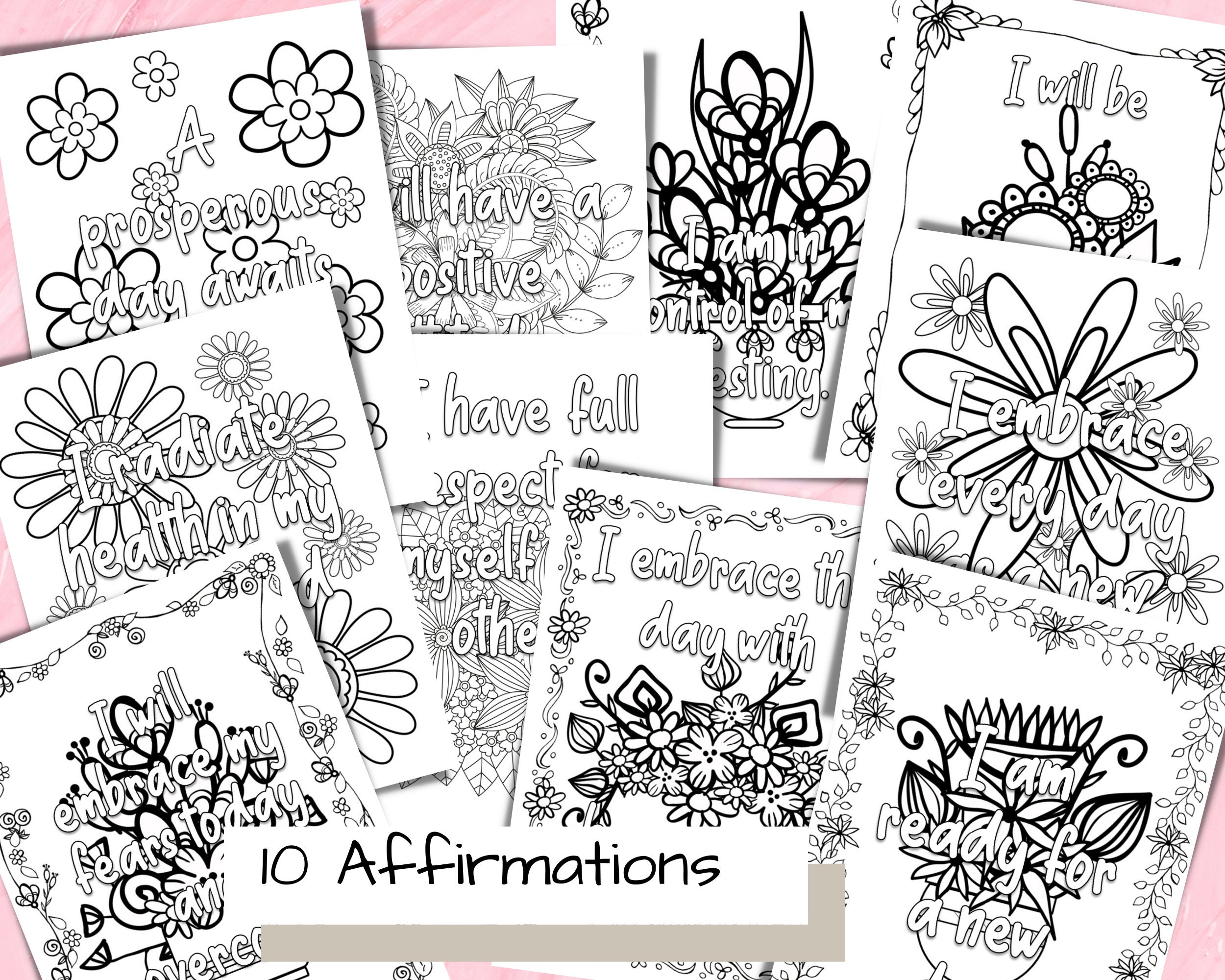 Morning Affirmations Adult Coloring Pages | Digital Printables ...