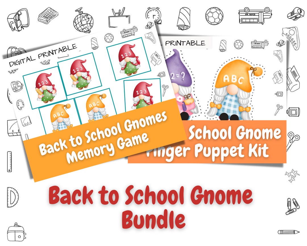 Printable Back to School Gnomes Bundle | Memory Game + Finger Puppets ...