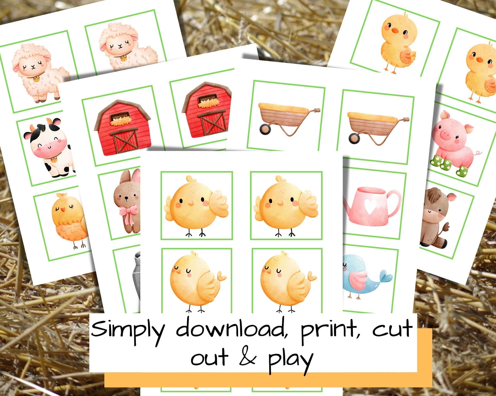 Printable Farm Animals Memory Game Instant Digital Download | Etsy