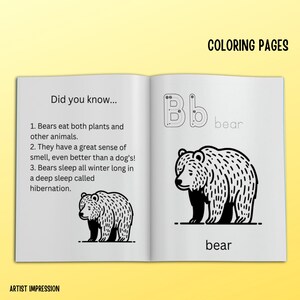 Animal Alphabet Coloring Book | Letter Tracing Book With Fun Facts - Etsy