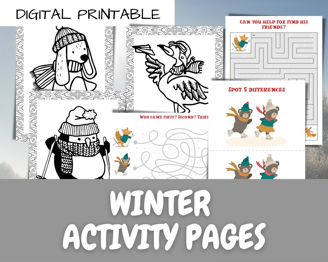 Kids Winter Activity Pages | Coloring Pages | Puzzle Sheets | Snakes ...