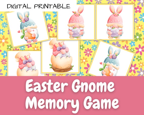 Printable Easter Gnome Memory Game Instant Digital Download | Etsy