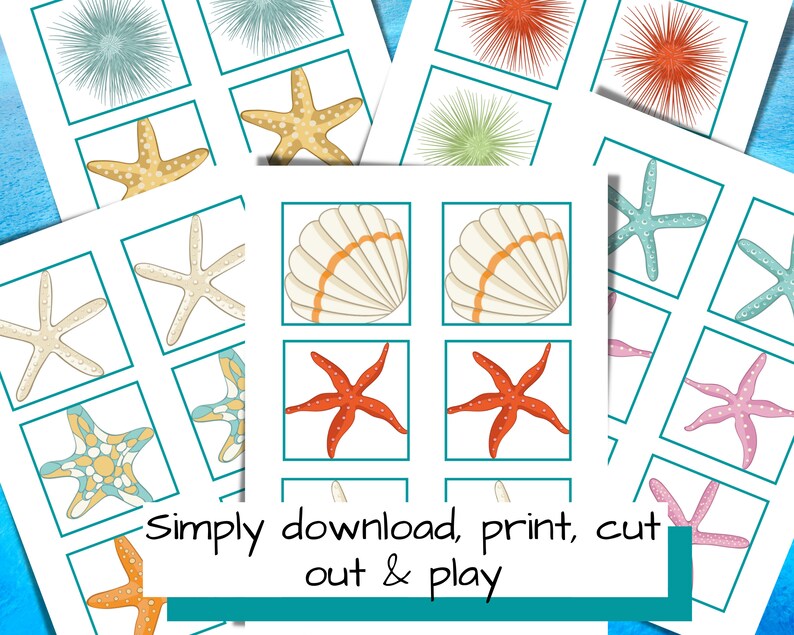 Printable Summer Ocean Creatures Memory Game | Instant Digital Download ...