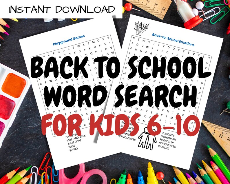 Back to School Word Search for Kids Ages 6-10 | 20 Fun Word Searches ...