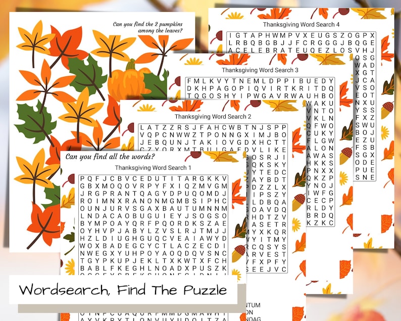 Thanksgiving Activity Pages | Digital Printable | Activities for Kids ...
