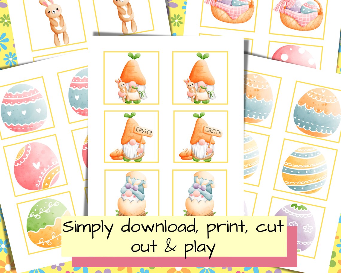 Printable Easter Gnome Memory Game | Instant Digital Download | Print ...