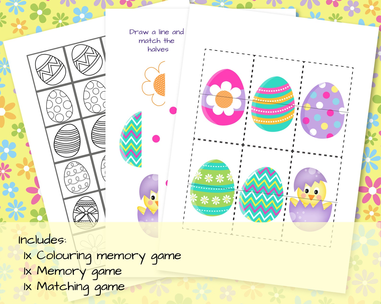 Easter Memory Matching Games Bundle Instant Digital Download Great for ...