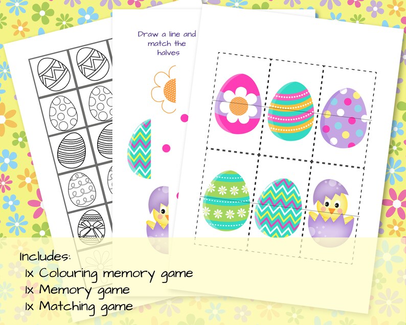 Easter Memory Matching Games Bundle Instant Digital Download Great for ...