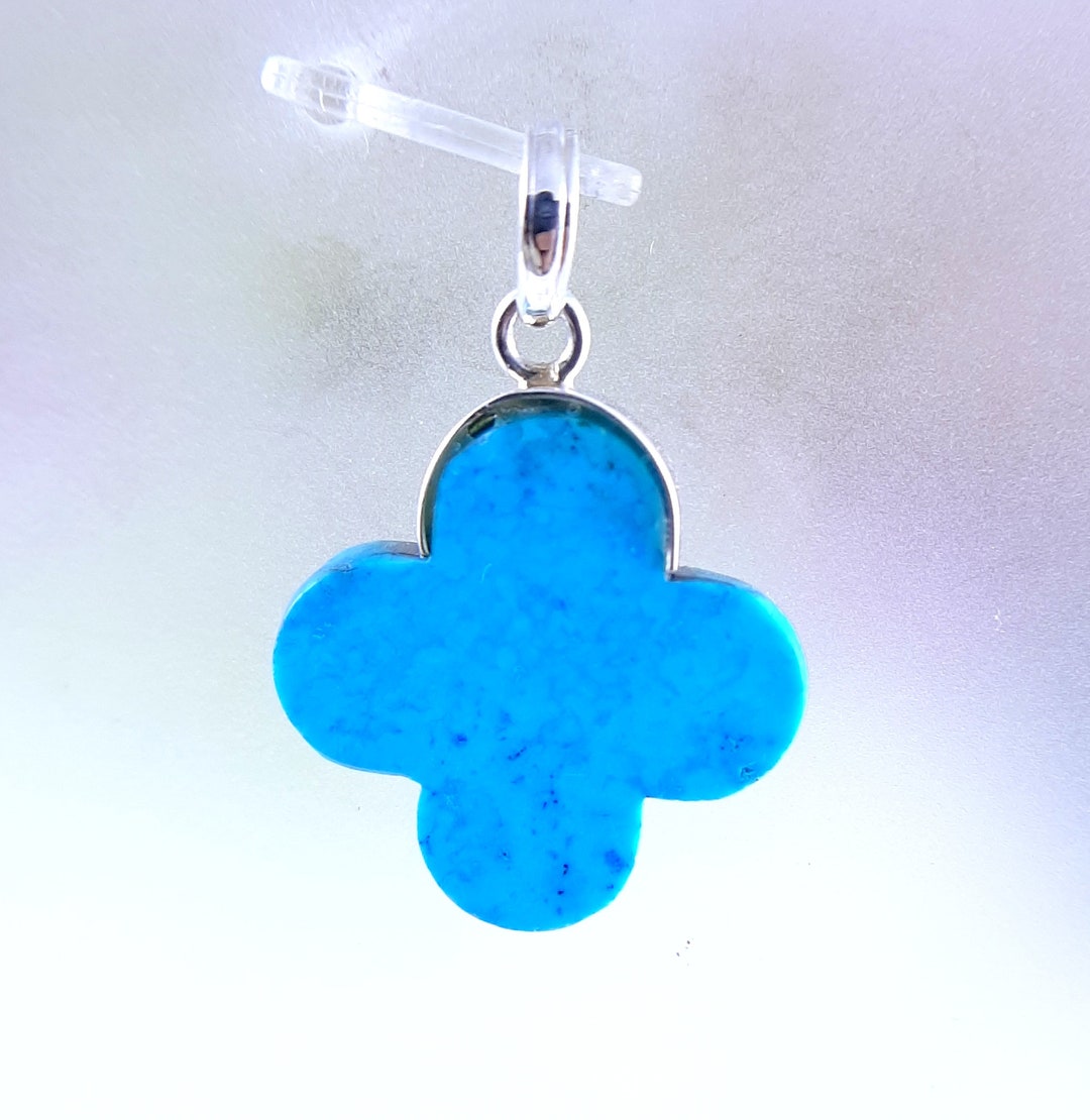 Beautiful Turquoise Clover Shape Sterling Silver Pendant - Handmade ...