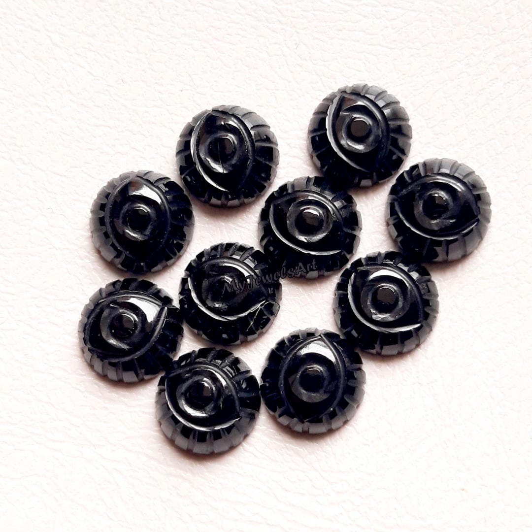 Black Spinel Evil Eye Round Shape 10 MM Hand Carving Gemstone 10 Pieces ...
