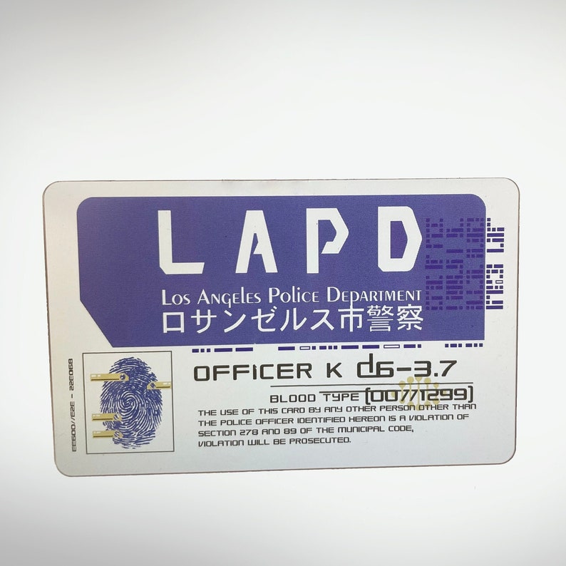 BLADE RUNNER 2049 Officer K ID Card - Etsy UK
