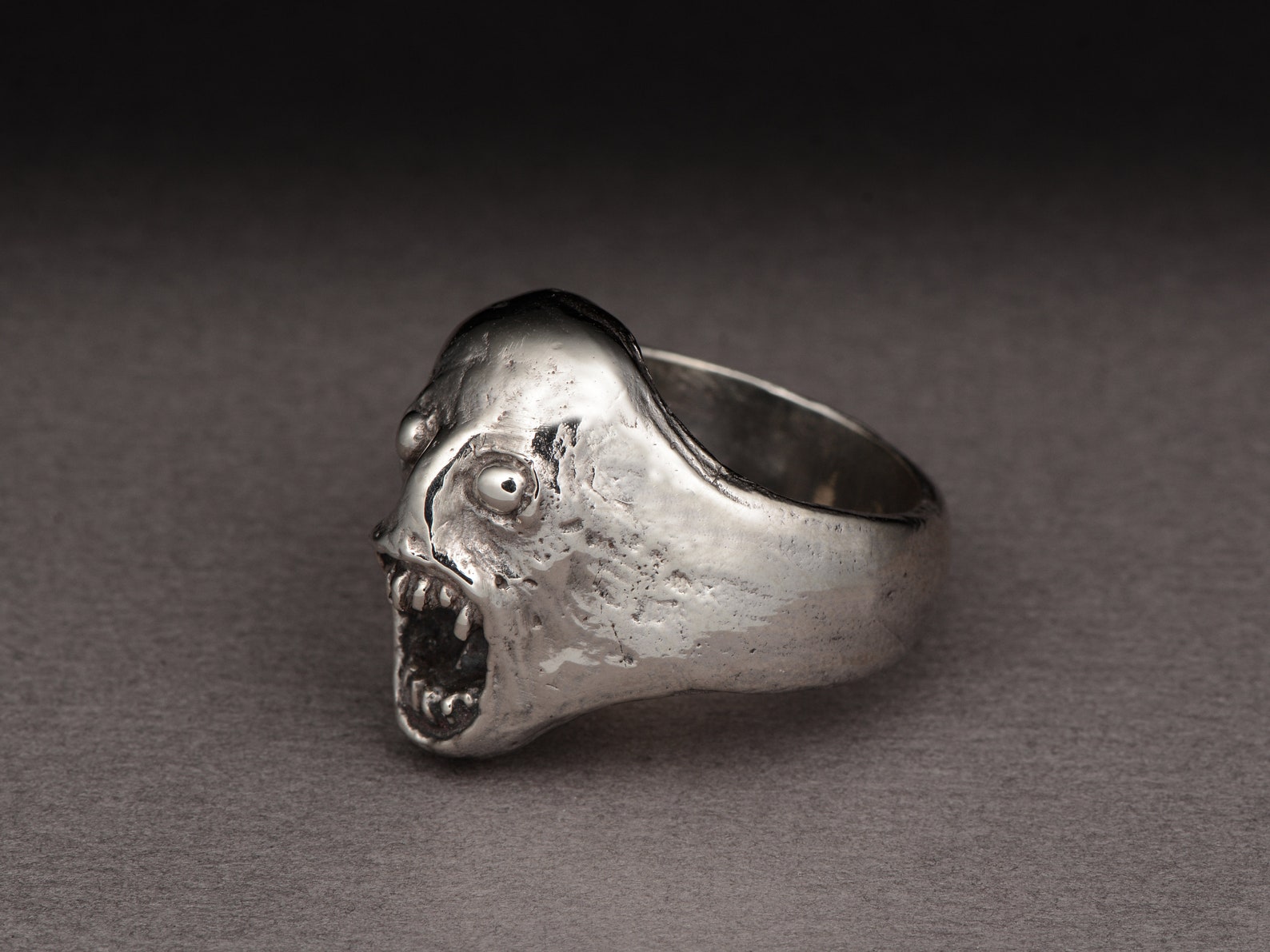 Scary Face silver ring evil demon sterling silver ring | Etsy
