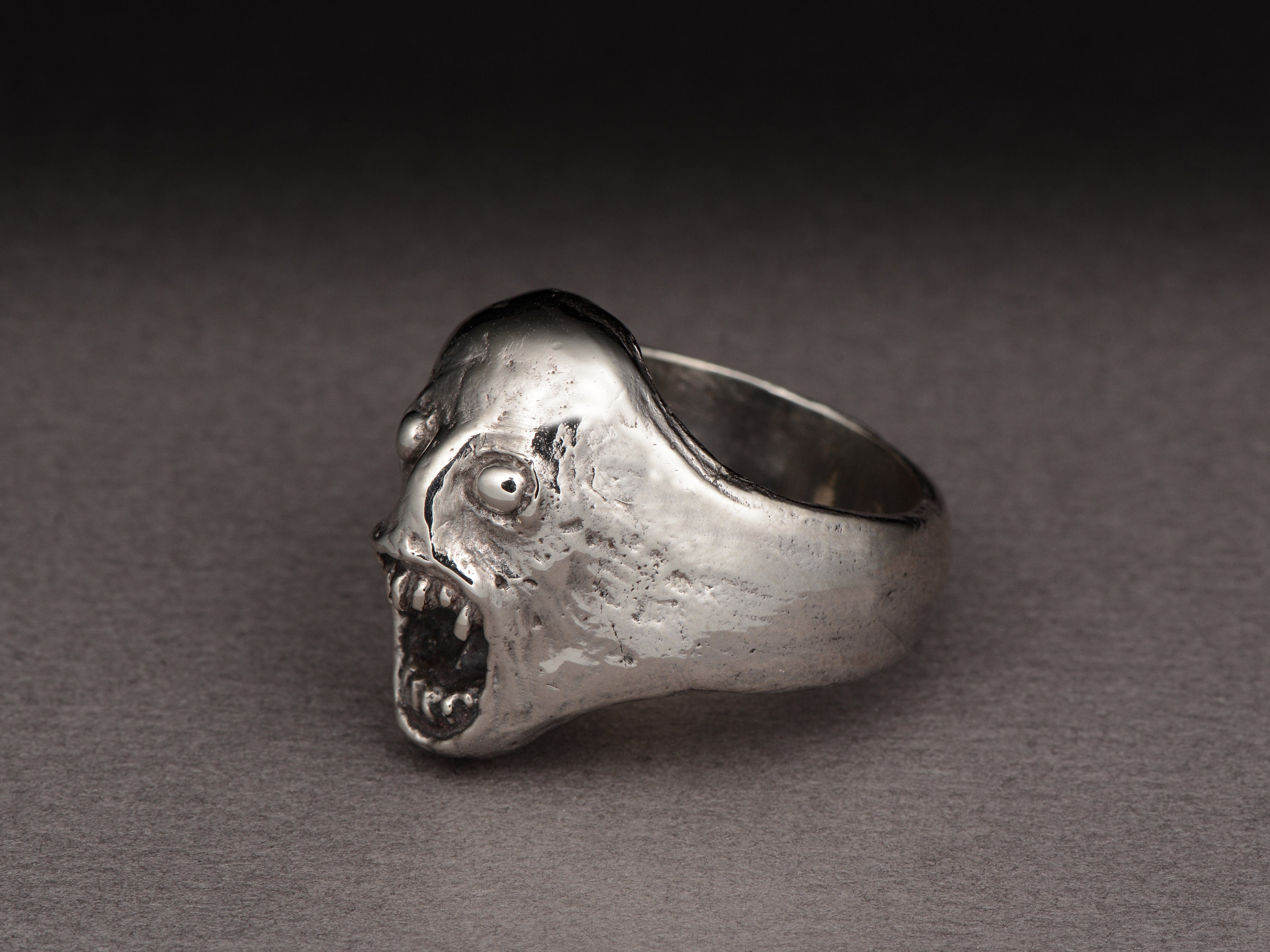 Scary Face silver ring evil demon sterling silver ring | Etsy