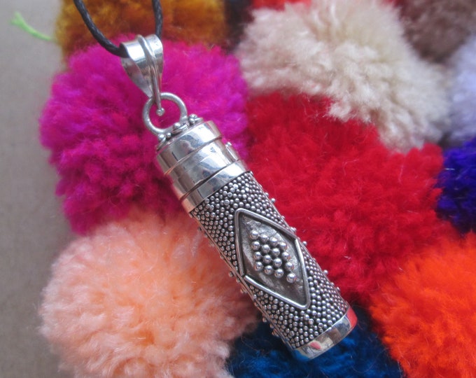 Bali Silver Prayer Box Pendant Handmade Sterling Silver Tube | Etsy
