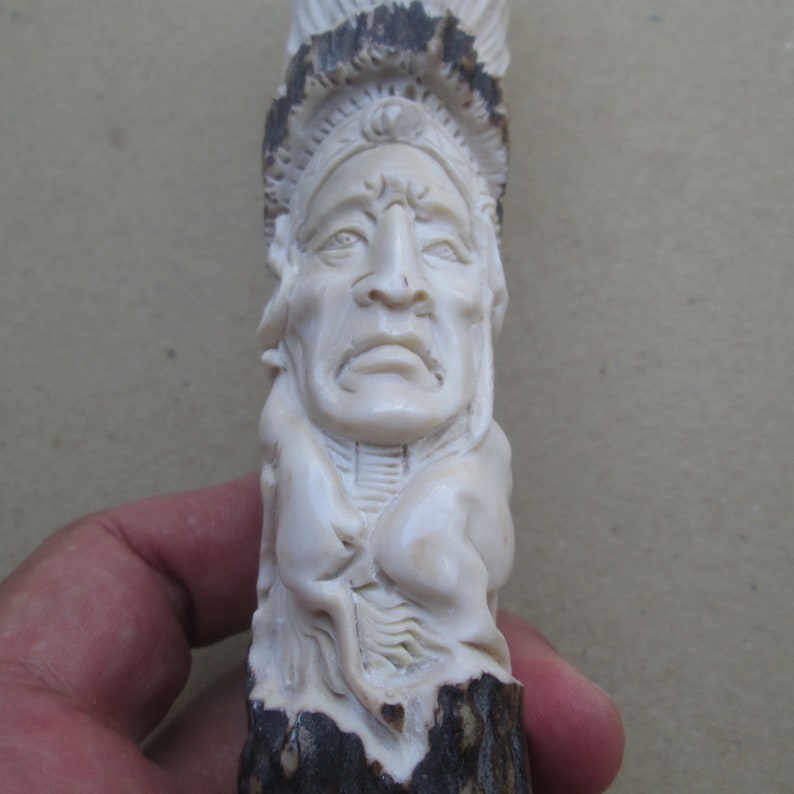 Indian Deer Carved Antler Handle Deer Horn Bali Bone Carving Etsy