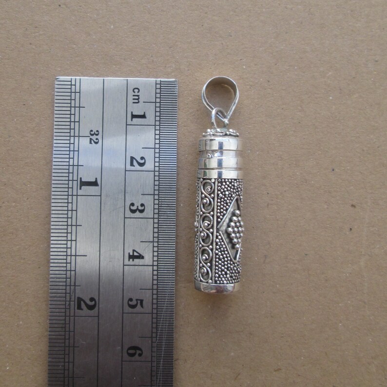 Bali Silver Prayer Box Pendant, Handmade Sterling Silver Tube, Silver ...