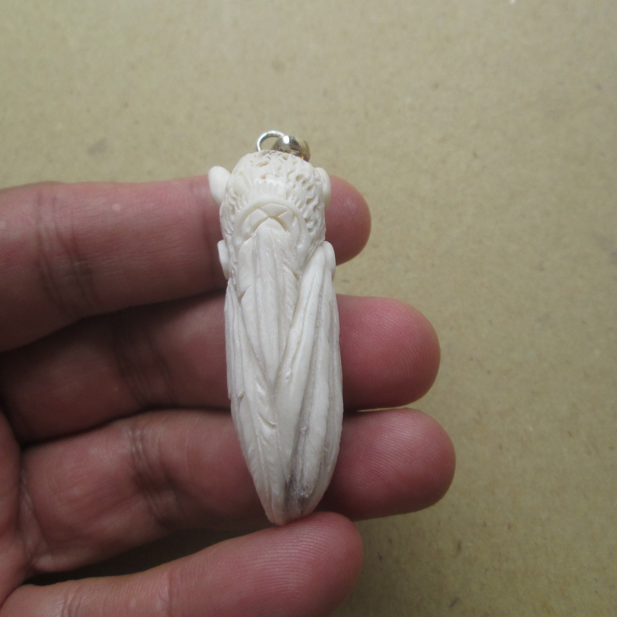 Indian Bison Carved Antler Pendant Deer Horn Bali Bone Etsy