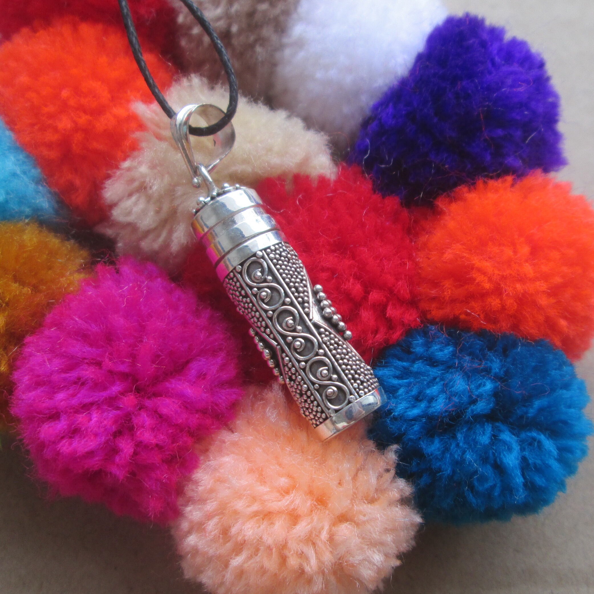 Bali Silver Prayer Box Pendant, Handmade Sterling Silver Tube, Silver ...