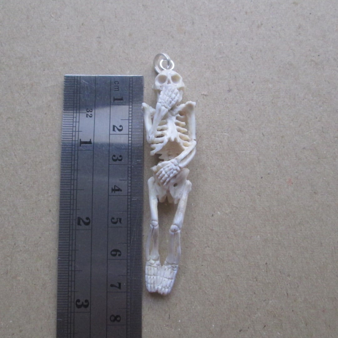 Skeleton Carved Antler Pendant, Deer Horn Bali Bone Carving With ...
