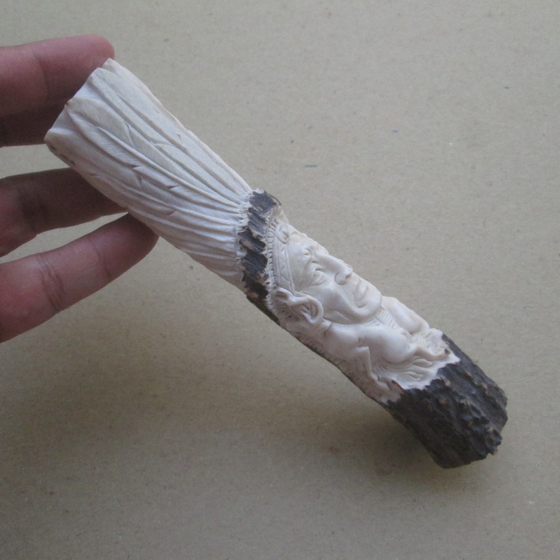 Indian Deer Carved Antler Handle Deer Horn Bali Bone Carving Etsy