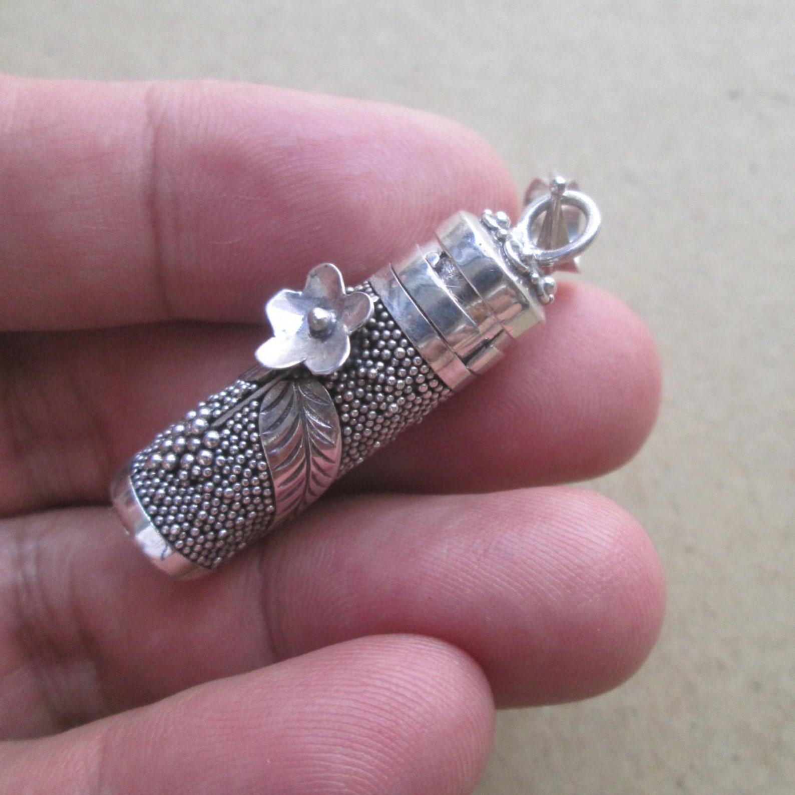 Handmade Bali Sterling Silver Prayer Box Pendant, Floral Locket BB06 - Etsy