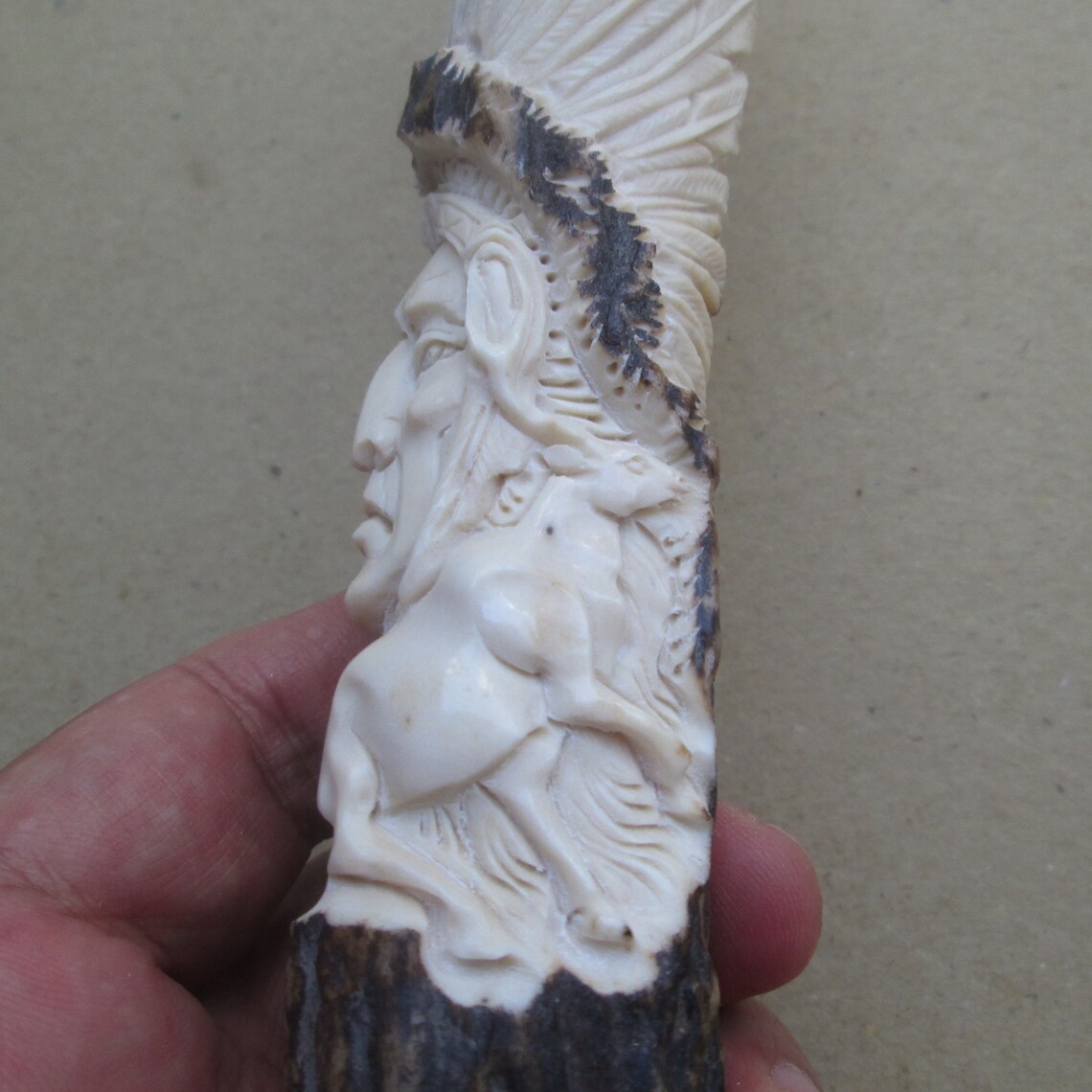 Indian Deer Carved Antler Handle Deer Horn Bali Bone Carving Etsy