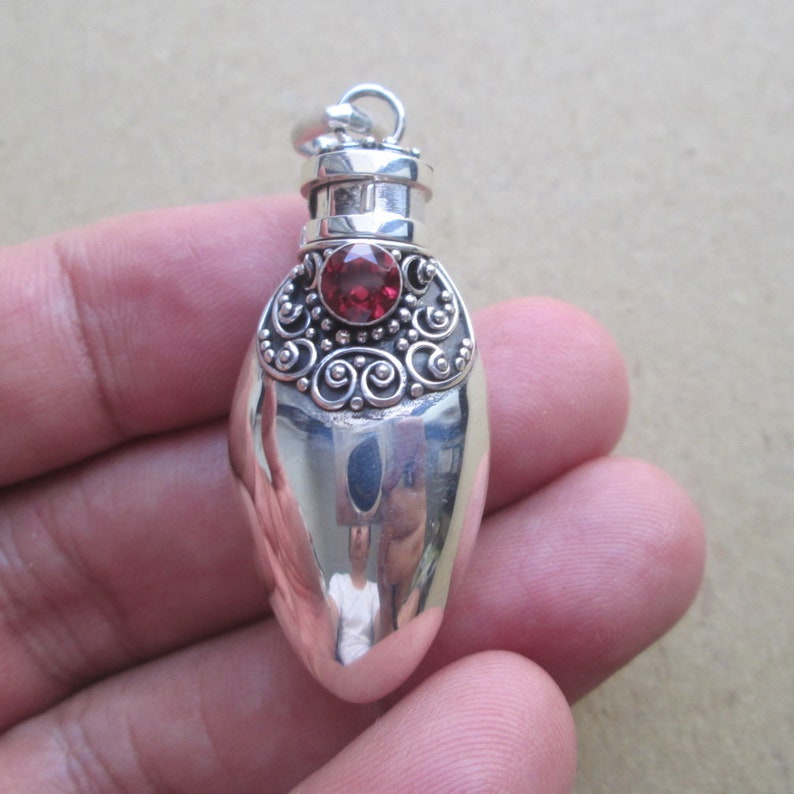Handmade Sterling Silver Bali Prayer Box Pendant With Faceted Stone ...