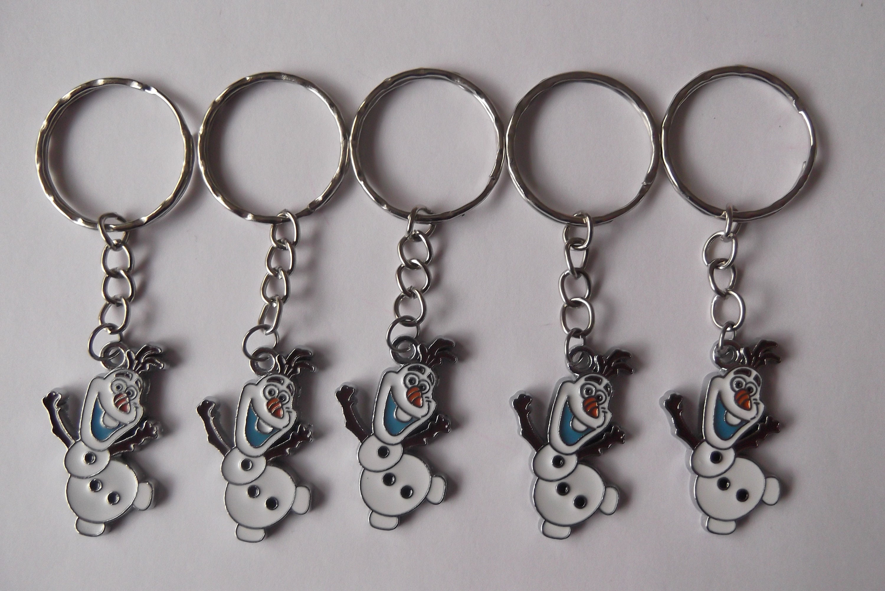 Set of 5 Olaf/frozen Inspired Keyrings Keychains Enamel Charm Party ...