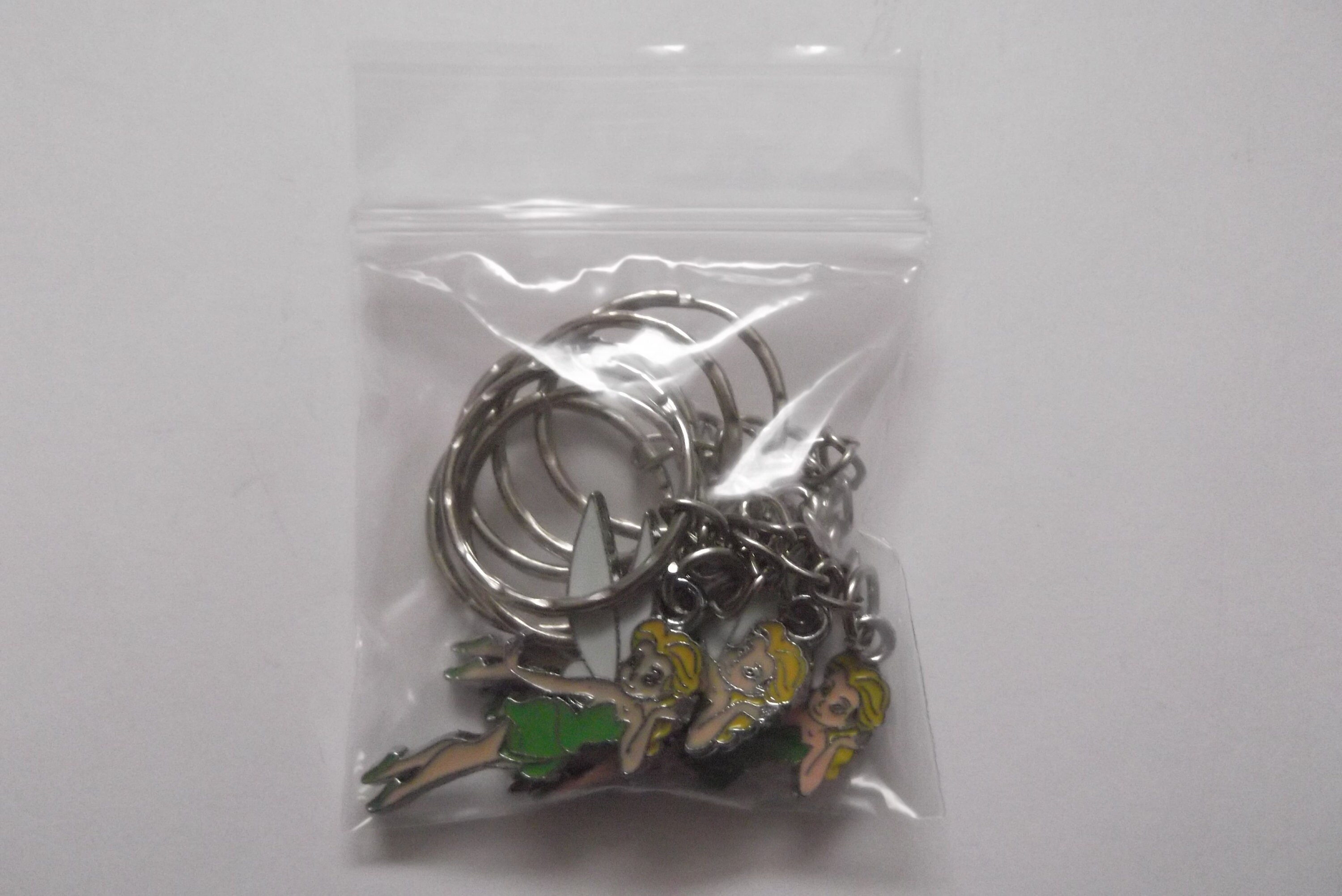 Set of 5 Tinkerbell Disney Princess Keyrings Enamel Charm Organza Bag ...