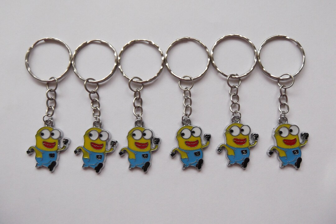 Despicable Me Minion Keychains - Set of 6 Enamel Charms - Party Favors ...
