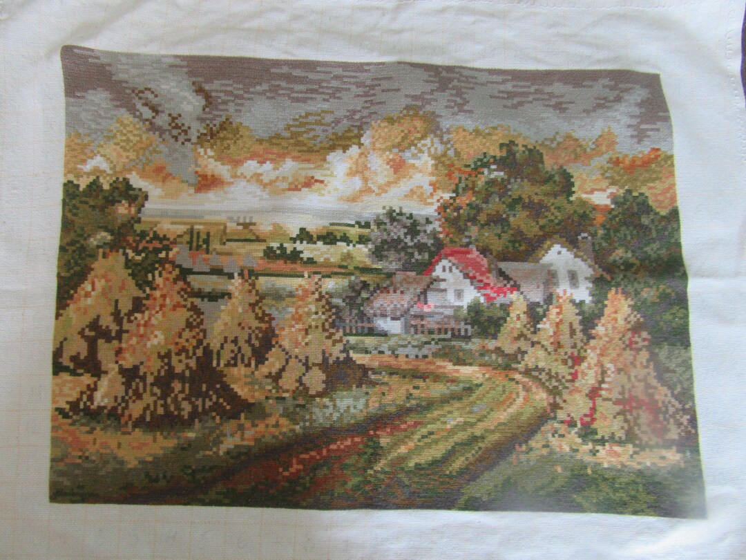 Original Wiehler Gobelin, Harvest Time,vintage Landscape Gobelin ...