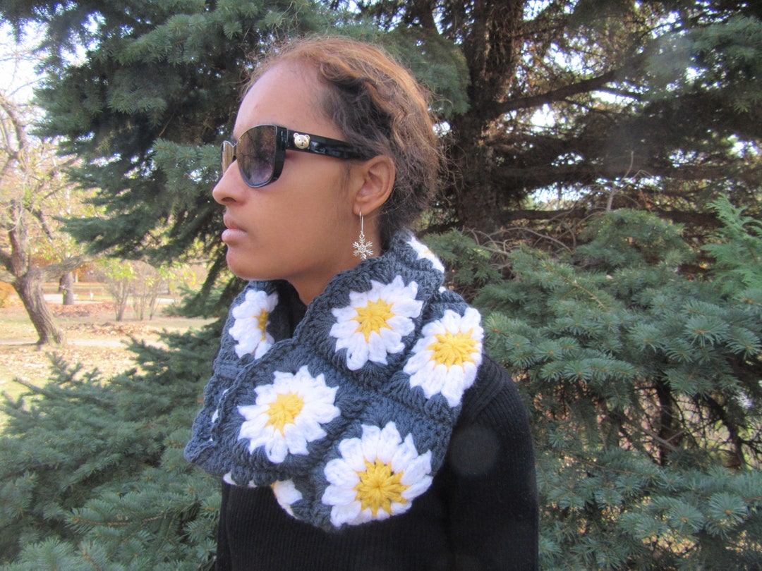 Granny Square Crochet Cowl Snood Scarf Infinity Scarf Handmade Fashion ...