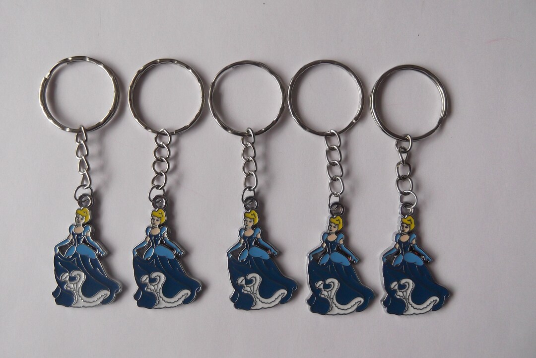 Set of 5 Cinderella Disney Princess Keyrings Enamel Charm Organza Bag ...