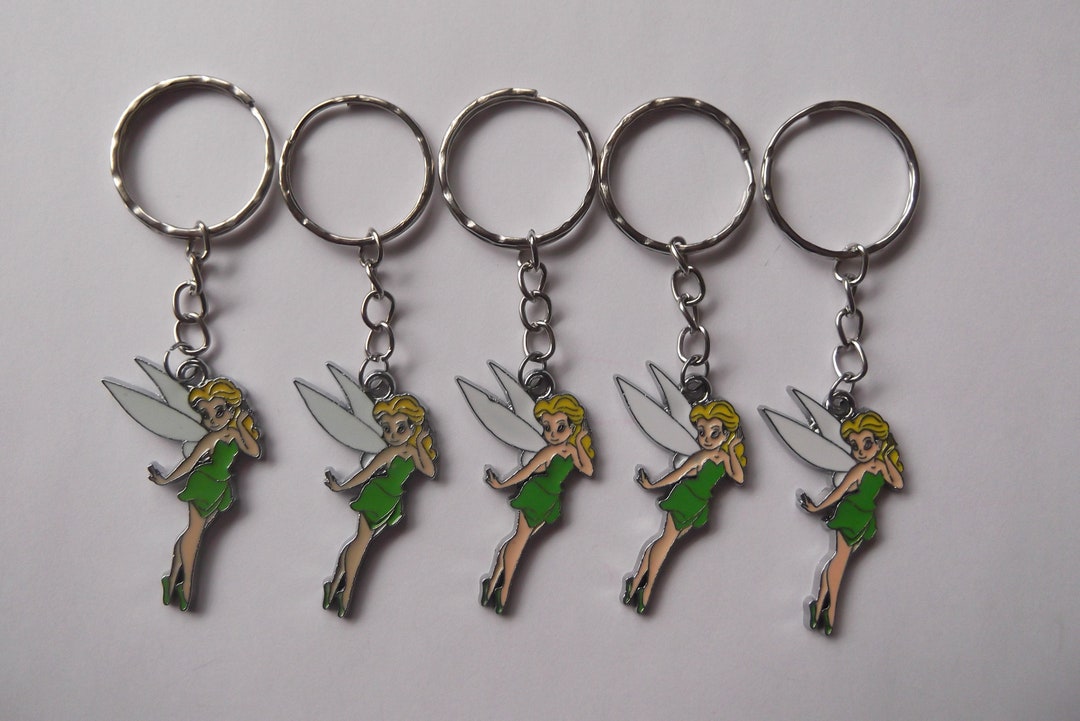 Set of 5 Tinkerbell Disney Princess Keyrings Enamel Charm Organza Bag ...